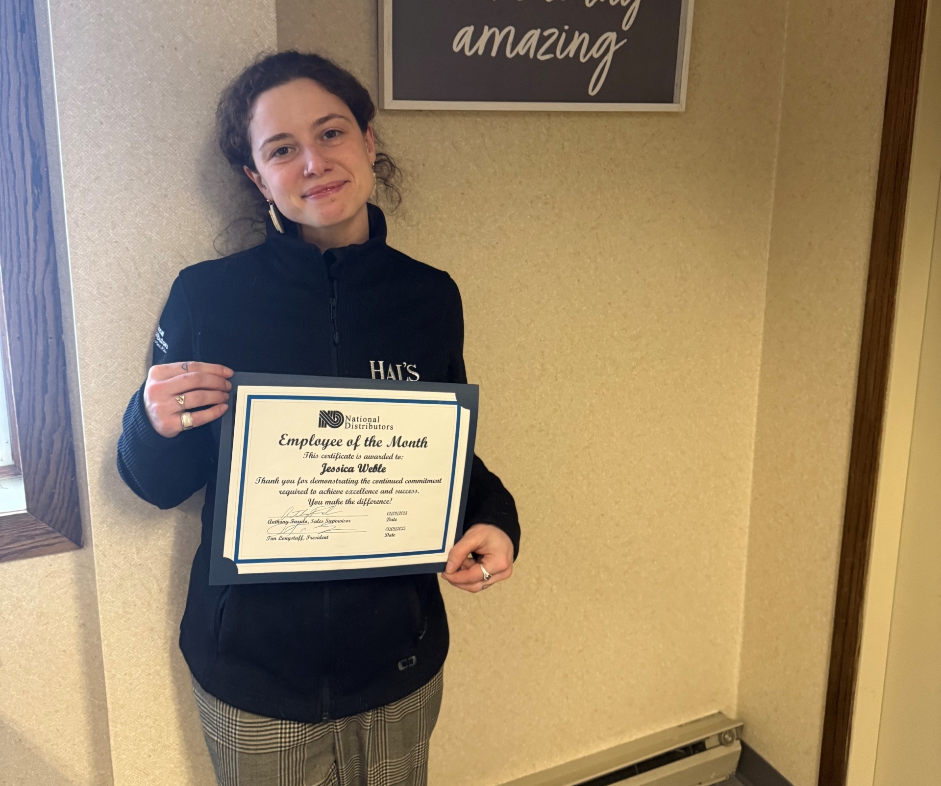 December Employee of the Month: Jessica Weble | National Distributors